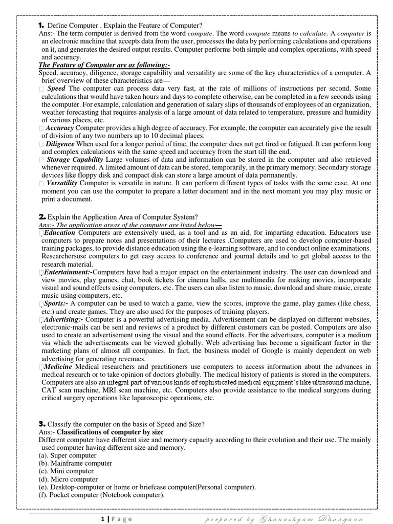 1 Sem CFA Question Solving, Objective Question and Dos Command PDF | PDF | Computer Data Storage ...