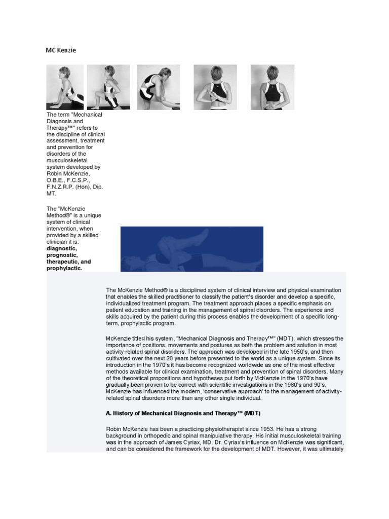 MC Kenzie: Diagnostic, Prognostic, Therapeutic, and Prophylactic | PDF ...
