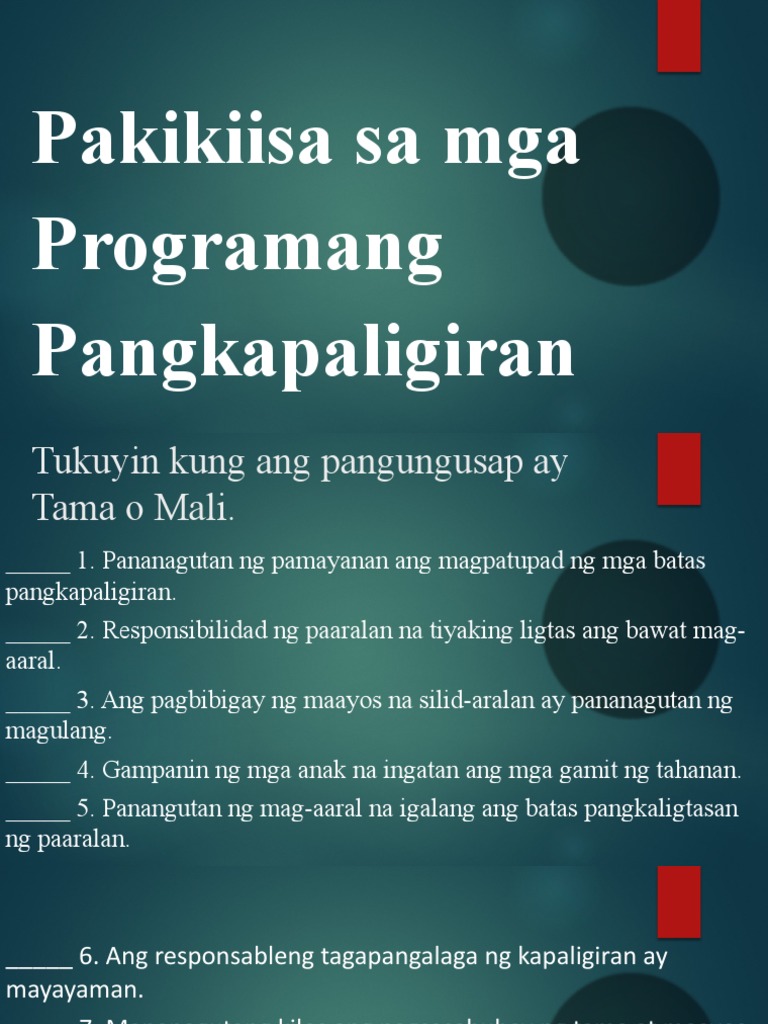 ESP - PAKIKIISA SA Programang Pangkapaligiran | PDF