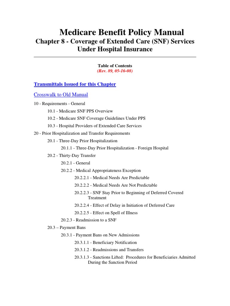 Medicare Benefit Policy Manual: Chapter 8 - Coverage of Extended Care ...