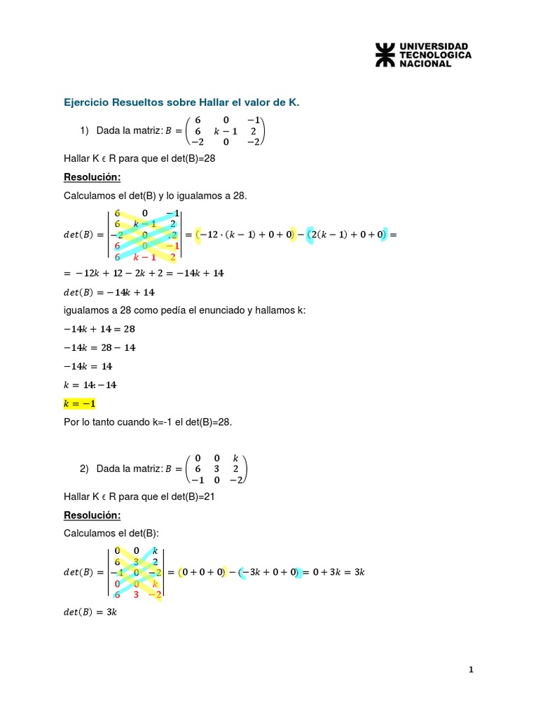 Ejercicio Resueltos Sobre Hallar El Valor de K | PDF