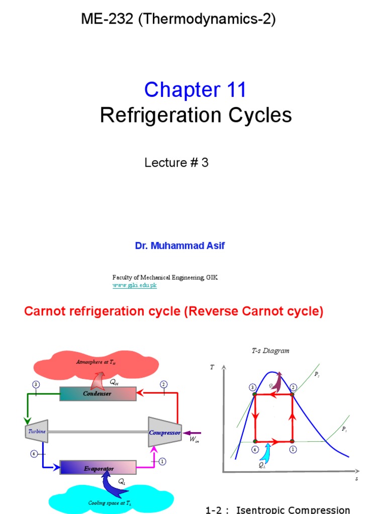 Lecture 3 Capter 11 Refrigeration Cycle Pdf