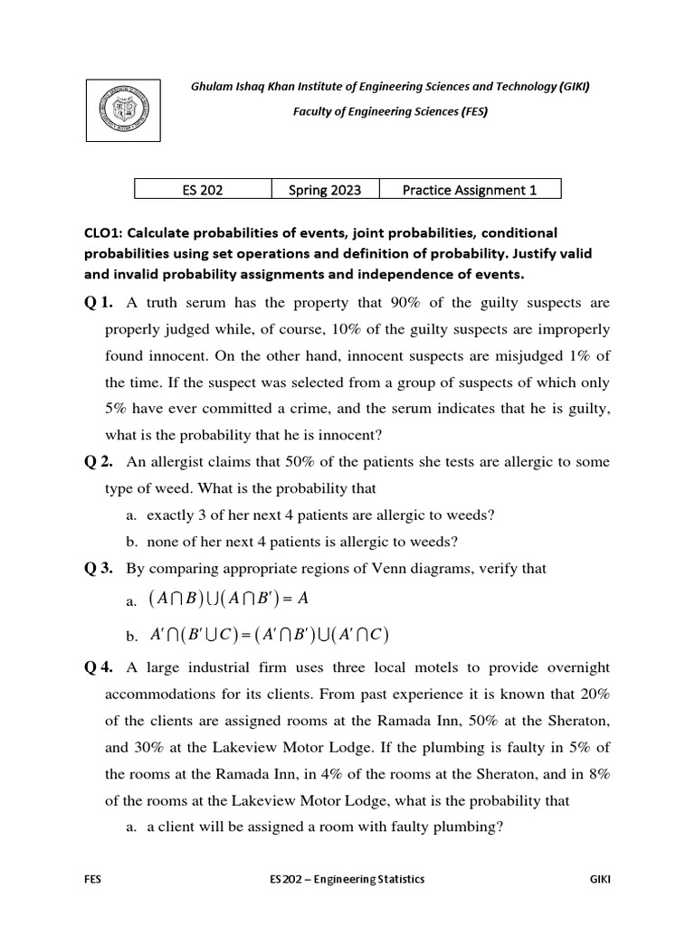 Probability Calculations and Independence of Events Practice Problems | PDF | Type I And Type Ii ...