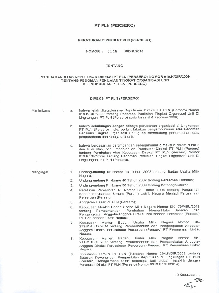 0148.P. 2015 Perubahan Atas Kepdir No. 019.K.2019 TTG Pedoman Penilaian Tingkat Org Unit Di ...