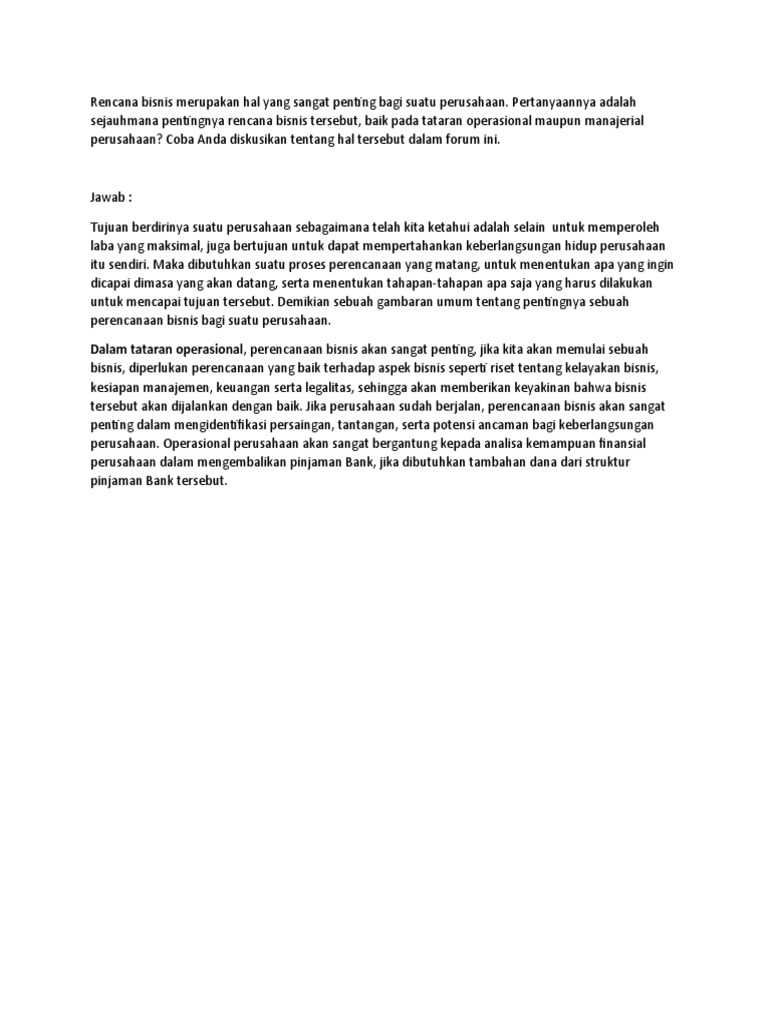 Tugas Tuton 1 Perencanaan Dan Pengembangan Bisnsis | PDF | Bisnis