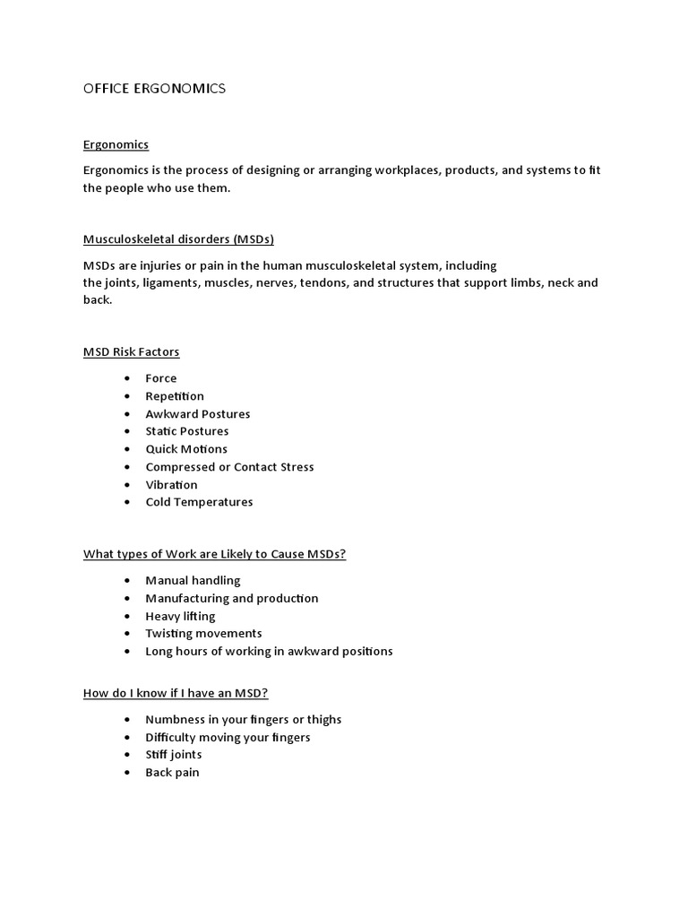 Office Ergonomics Pdf