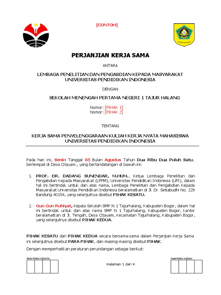 Draft SPK KKN Genap 2020 - 2021 Ketua LPPM UPI | PDF