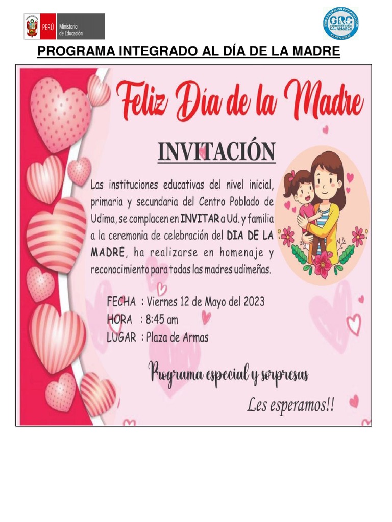 Programa Integrado Al Día de La Madre 2023-Udima | PDF
