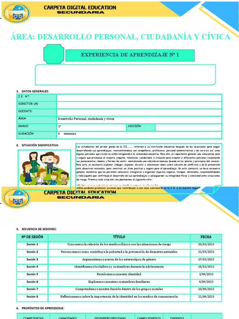 1º Experiencia de Aprendizaje - Exp. 01 - DPCC | PDF | Aprendizaje | Evaluación