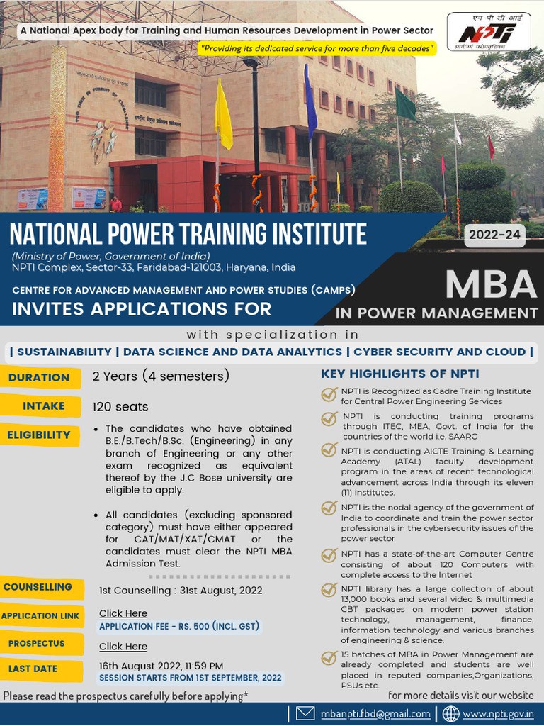 NPTI MBA Poster 2022 Updated - Compressed | PDF | Master Of Business ...