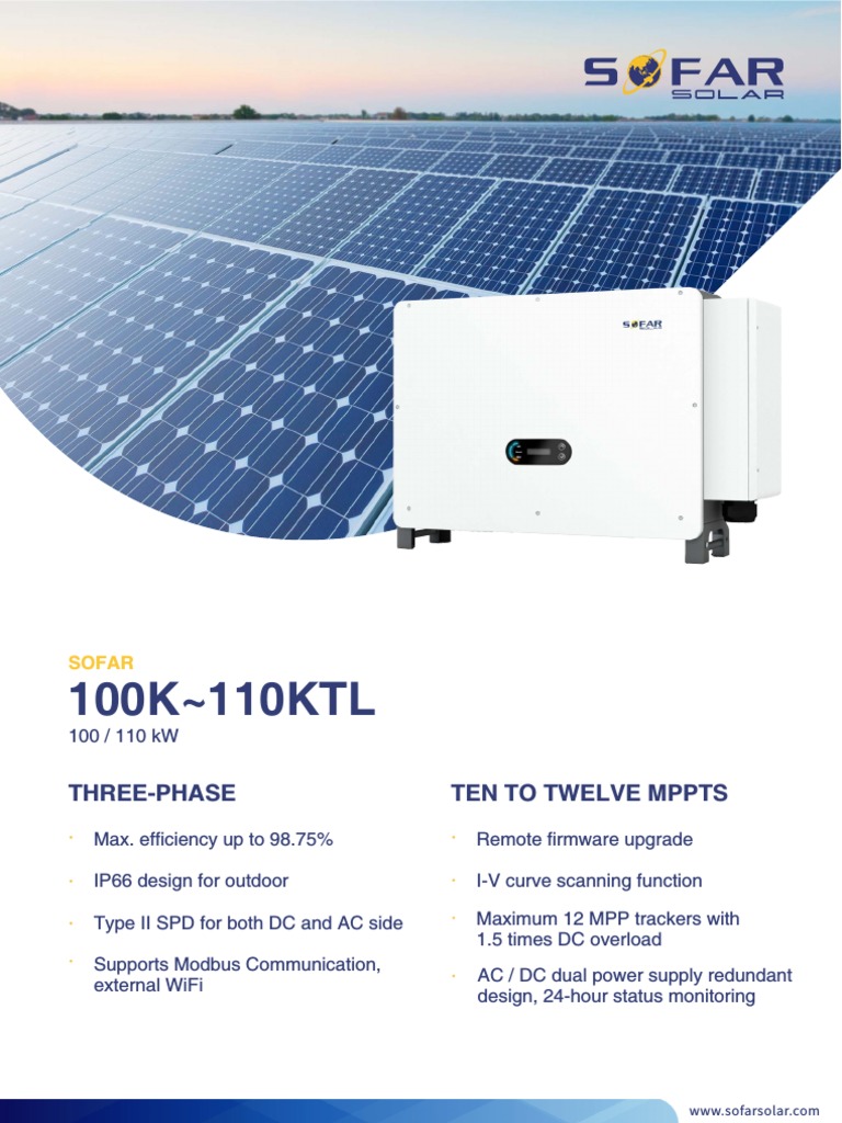 SOFAR 100K_110KTL Datasheet_EN_202209_V1.pdf | PDF | Alternating Current | Electrical Components