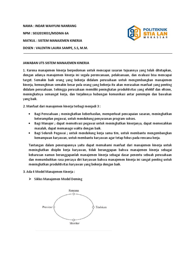Manajemen Kinerja: Model dan Manfaat | PDF | Karier & Perkembangan