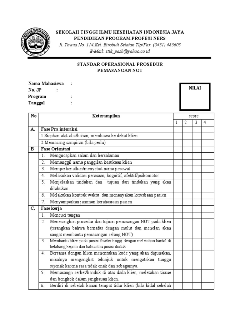 NGT, Bilas Lambung & Sonde | PDF