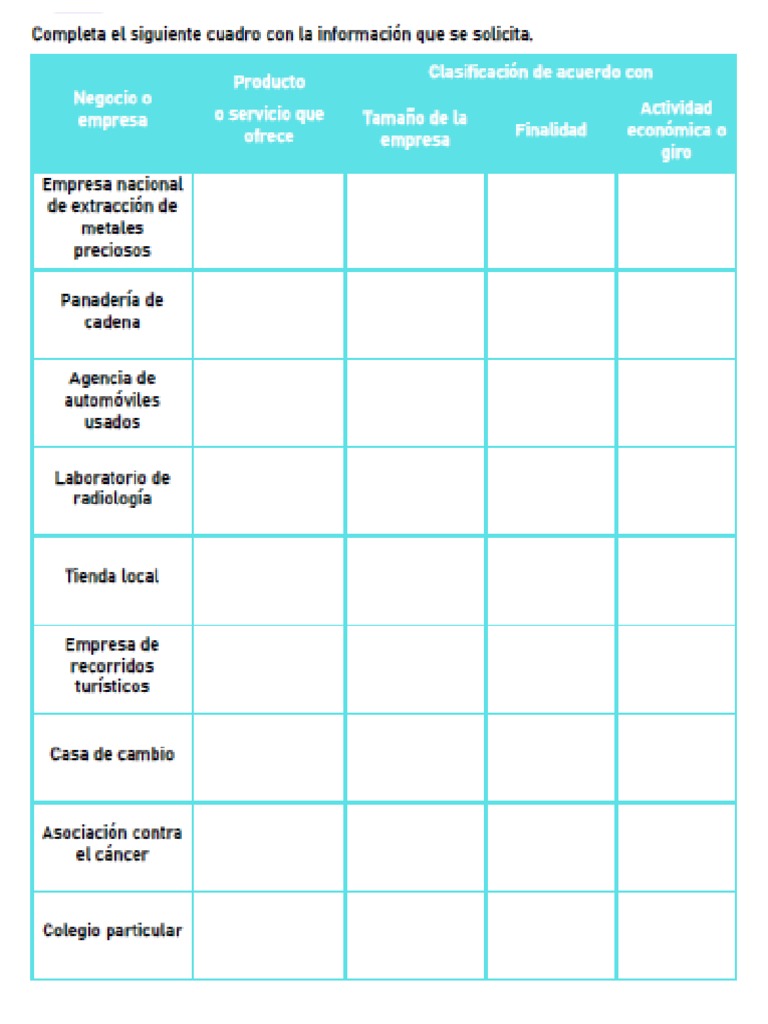 Completar El Recuadro | PDF