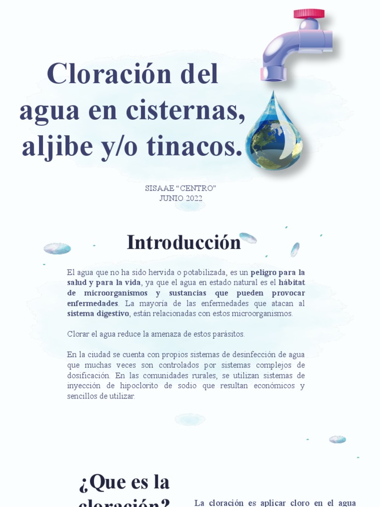 Cloración Del Agua | PDF | Agua | Cloro
