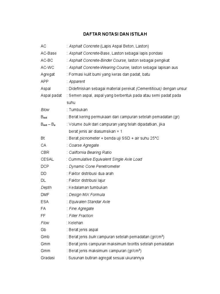 Daftar Notasi Dan Istilah | PDF