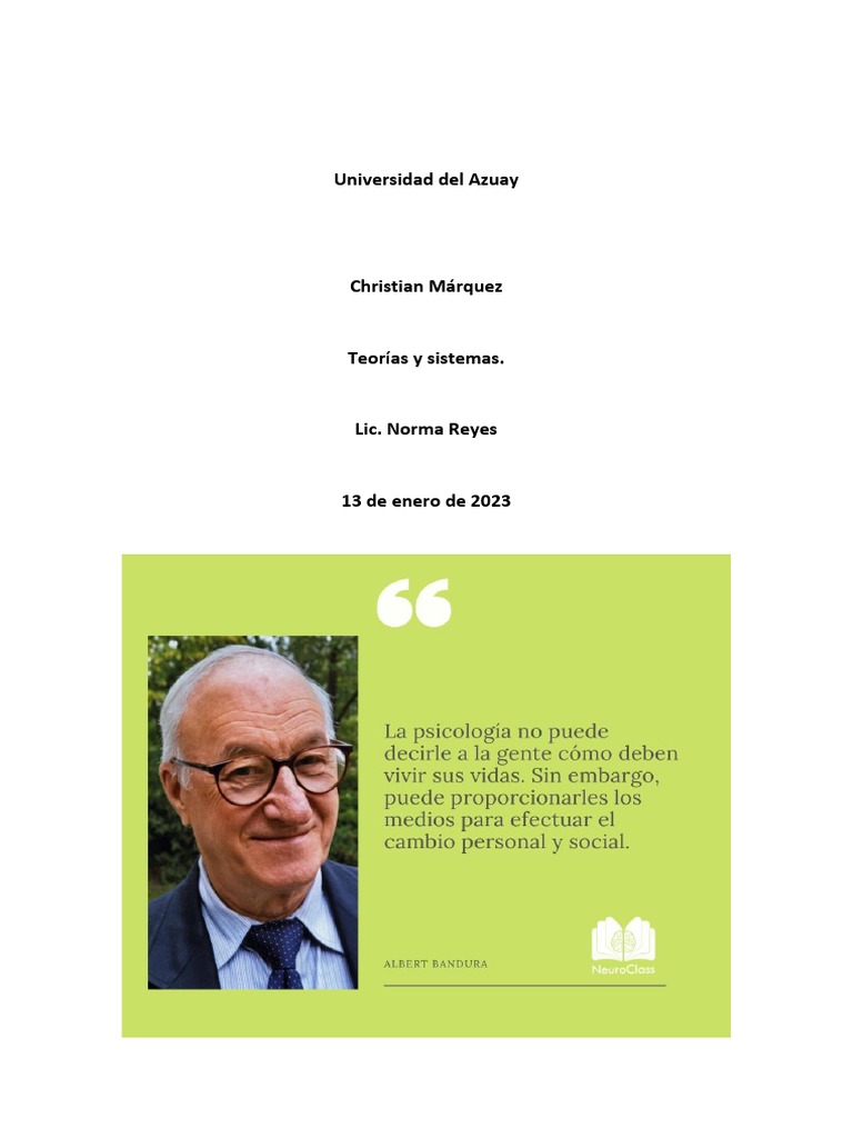 Albert Bandura | PDF | Autoeficacia | Aprendizaje