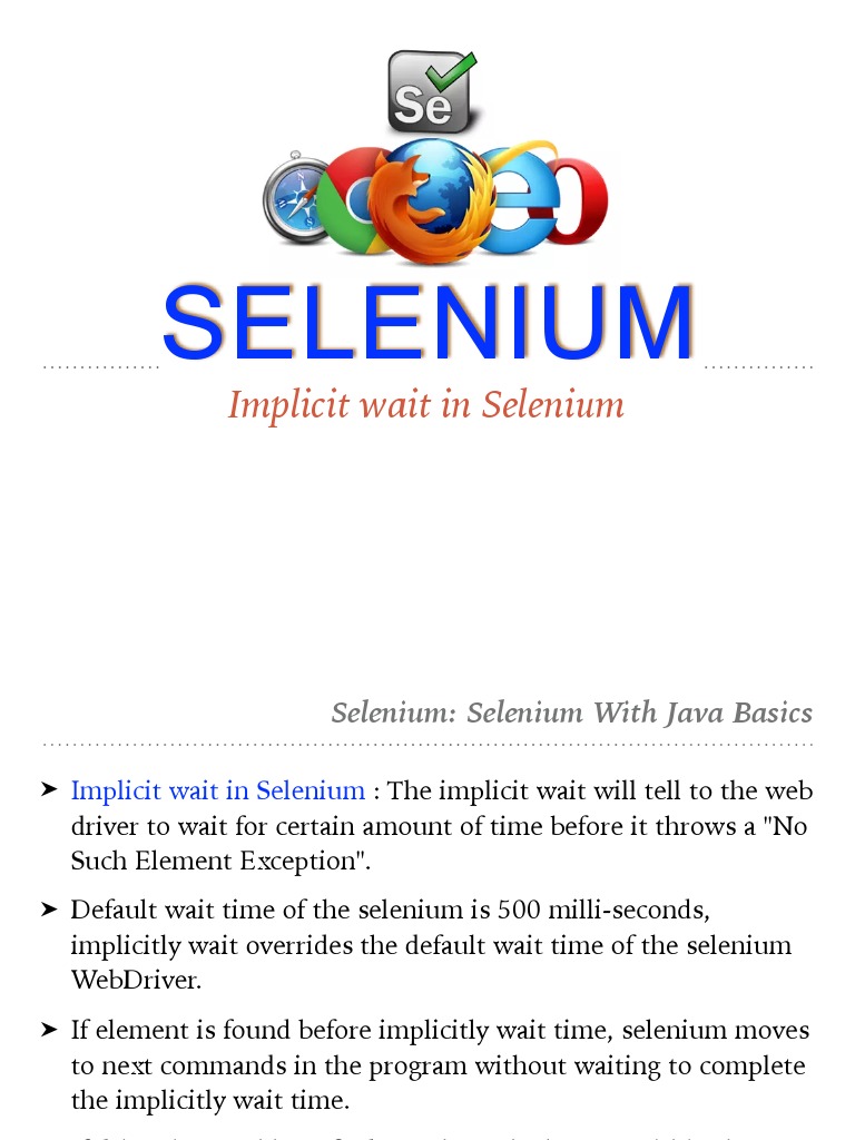 Implicit Wait In Selenium Pdf Pdf