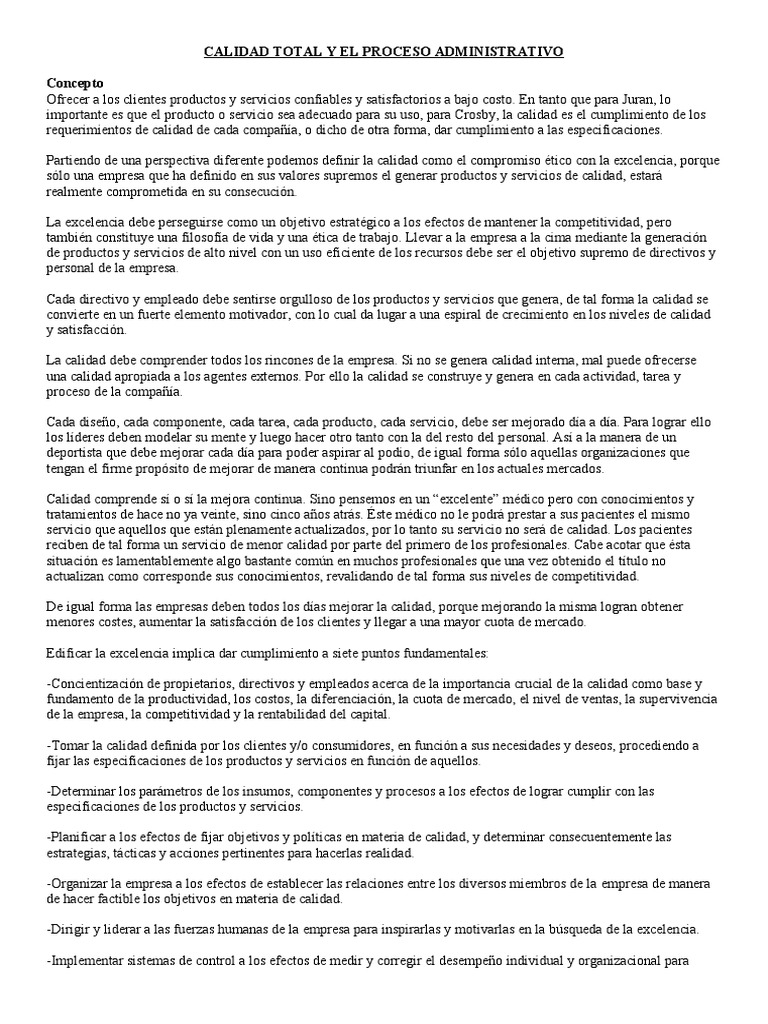 Calidad Total y Proceso Administrativo | PDF | Calidad (comercial) | Producto (Negocio)