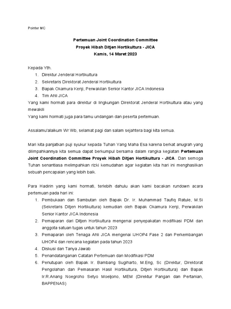 Pertemuan JCC Hortikultura-JICA | PDF