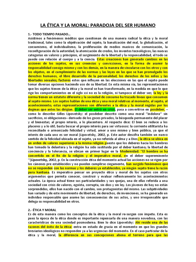 Etica y La Moral | PDF | Moralidad | Immanuel Kant