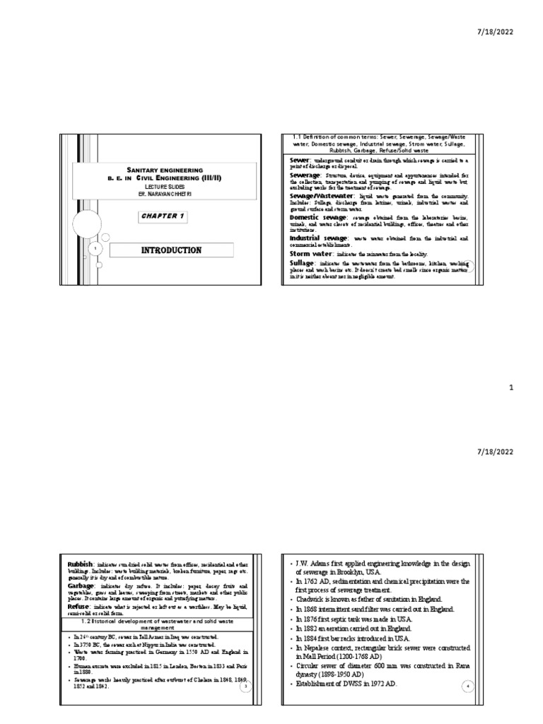 Sanitary Engineering Complete Notes | PDF | Sewage Treatment | Sewage