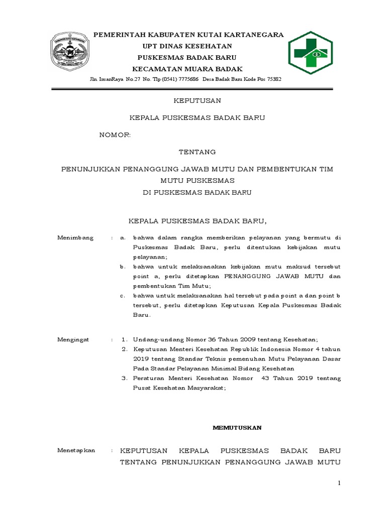 5.1.1 SK PJ Mutu | PDF