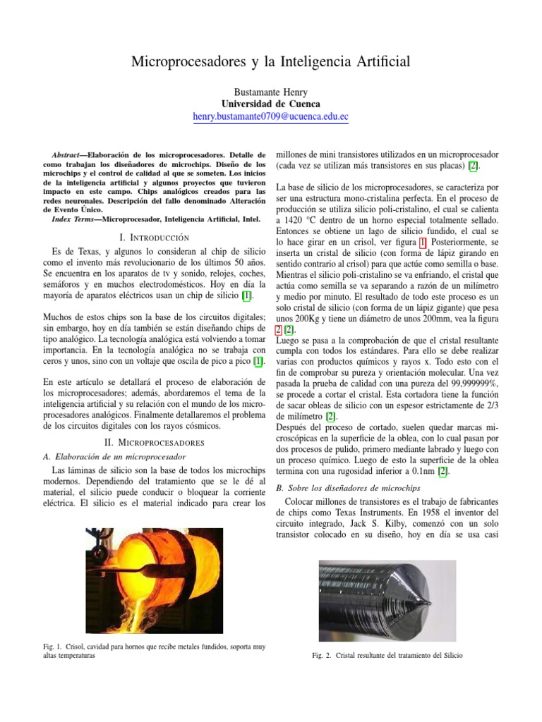 Microprocesadores y La Inteligencia ARTIFICIAL | PDF | Circuito integrado | Microprocesador