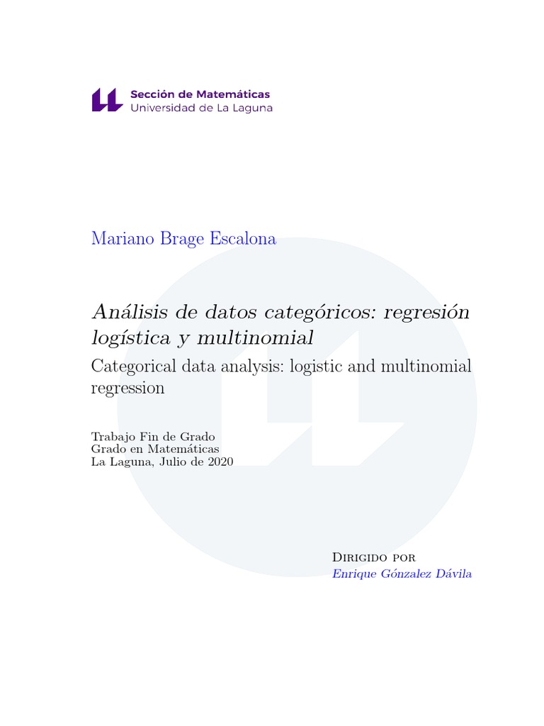 Analisis de Datos Categoricos Regresion Logistica y Multinomial PDF ...