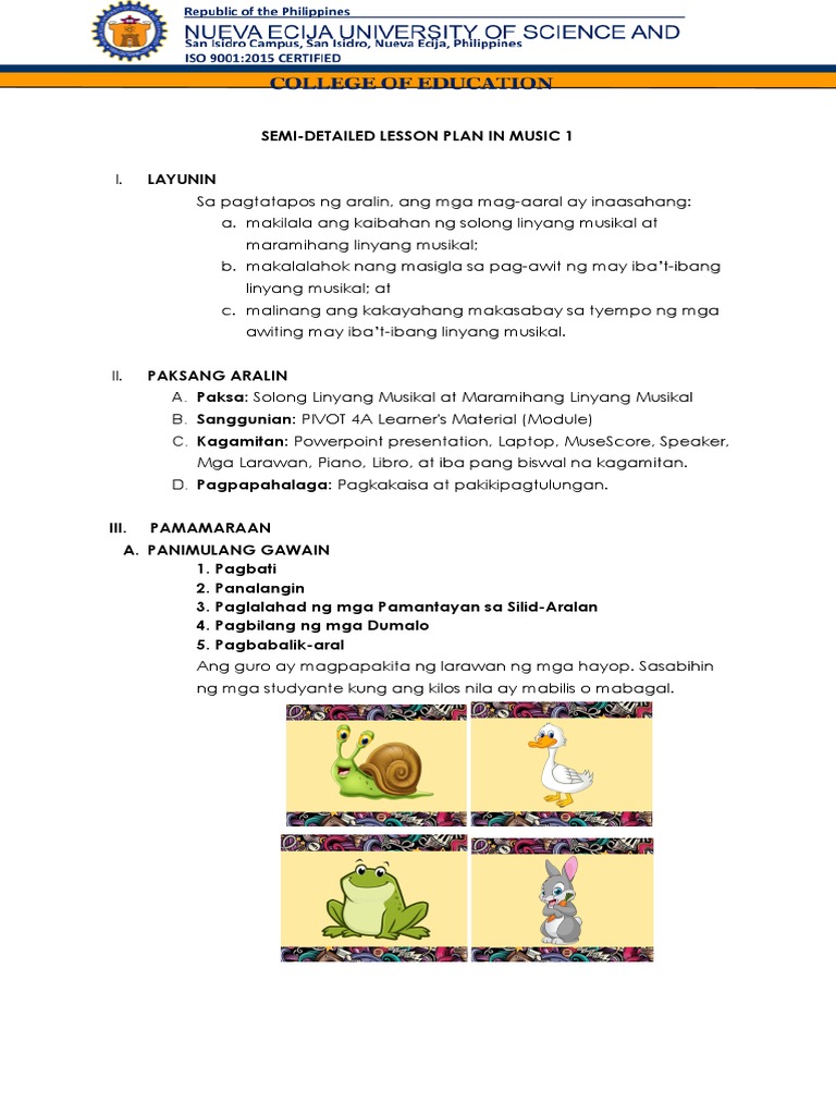 Semi Detailed Lesson Plan in Music | PDF