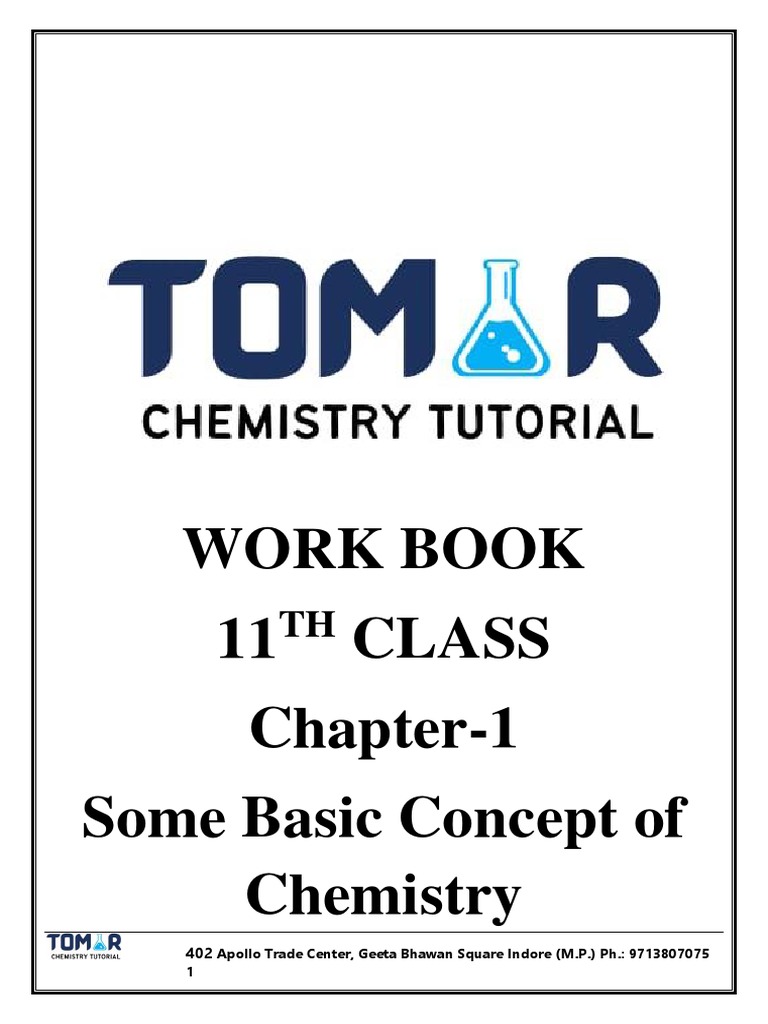 Chemistry Class 11 Workbook Tomar Chemistry Tutorial Pdf Mole Unit Concentration