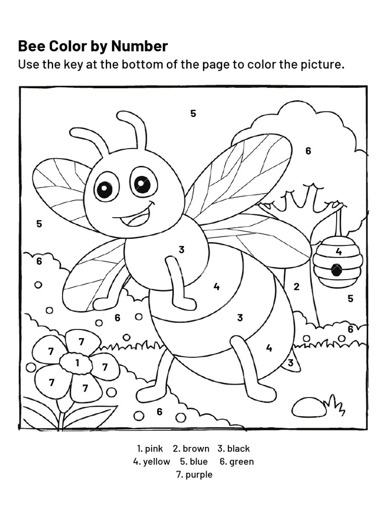 Bee Color by Number Worksheet | PDF