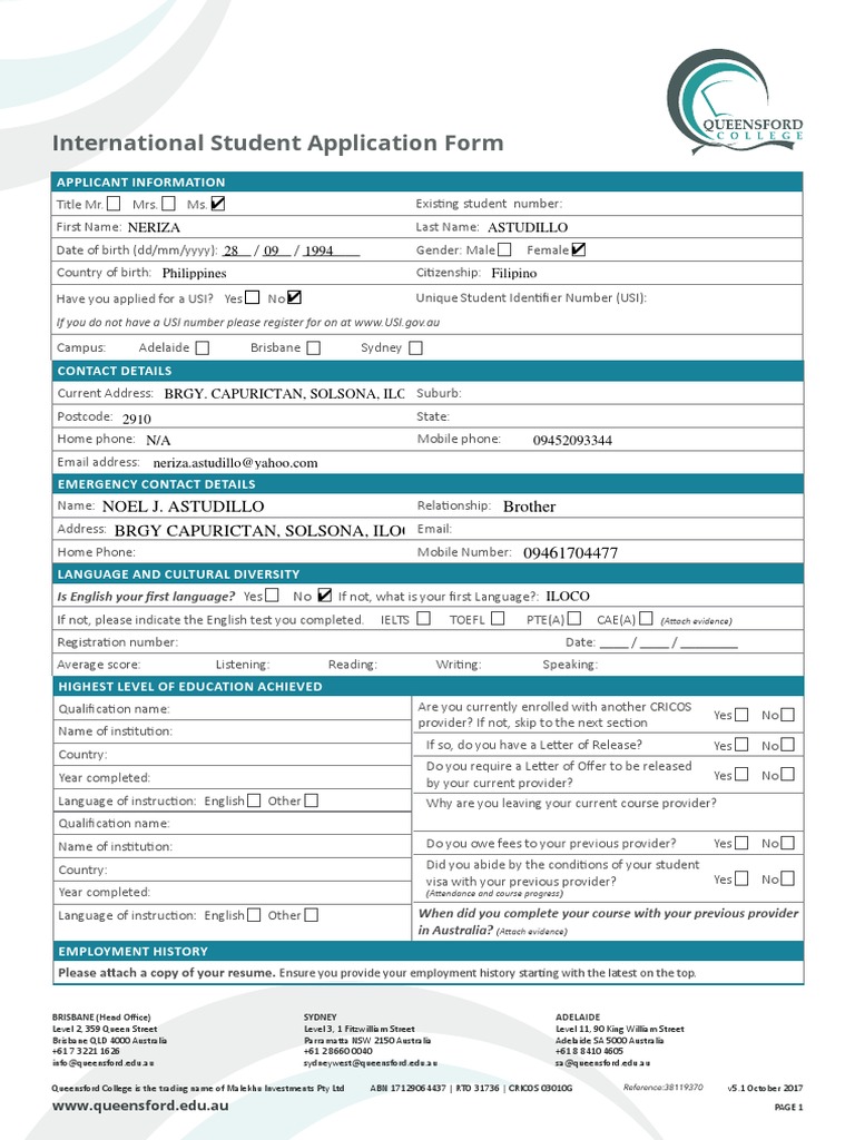 International Application Form v6 PDF | PDF