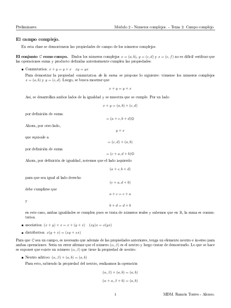 U1 M02 T02 (Campo Complejo) PDF | PDF | Número complejo | Ecuaciones