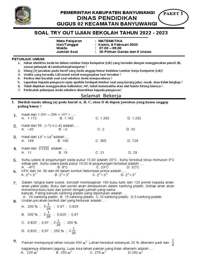 Matematika Paket 1 Pdf