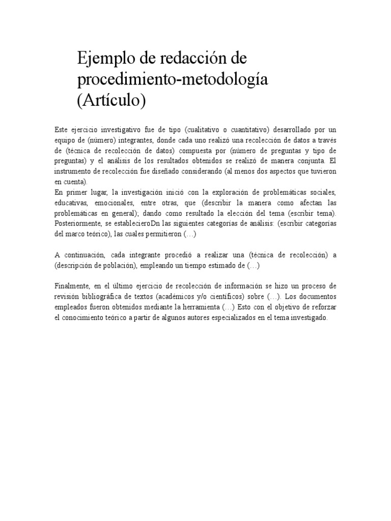 Ejemplo de Redacción Metodología | PDF