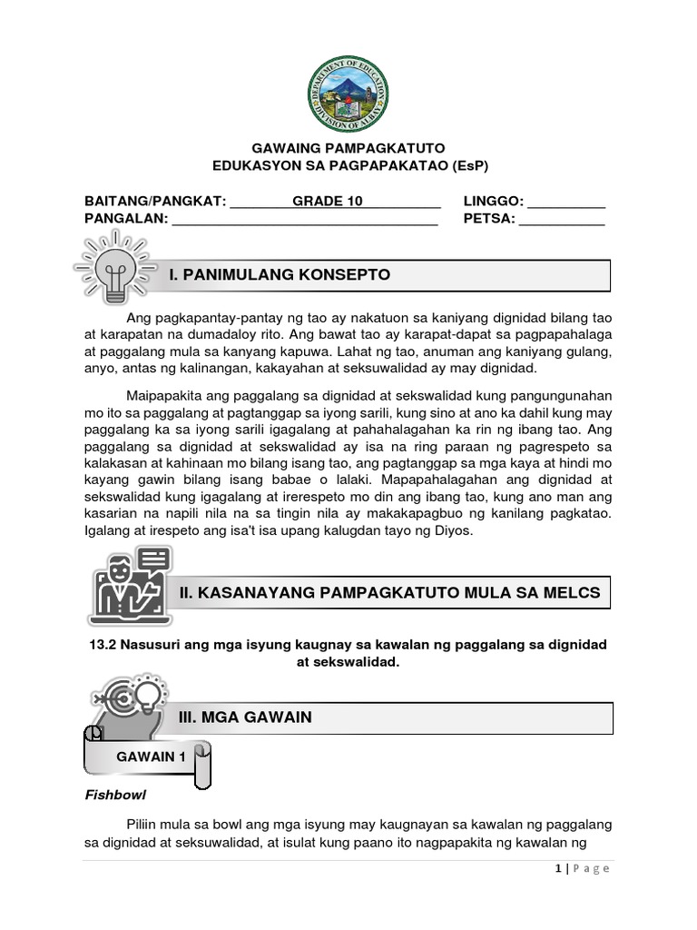 Q4 EsP LAS Gr10 13.2 | PDF