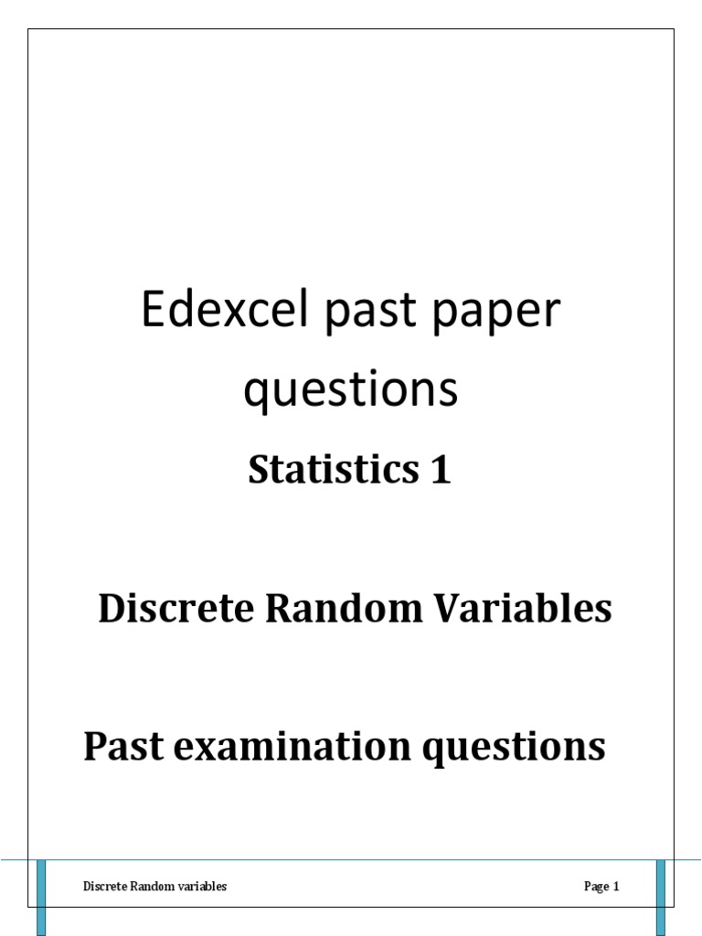 Statistics 1 Discrete Random Variables Past Examination | PDF ...