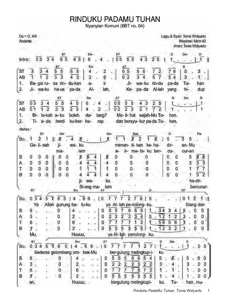 Rinduku PadaMu Tuhan. | PDF