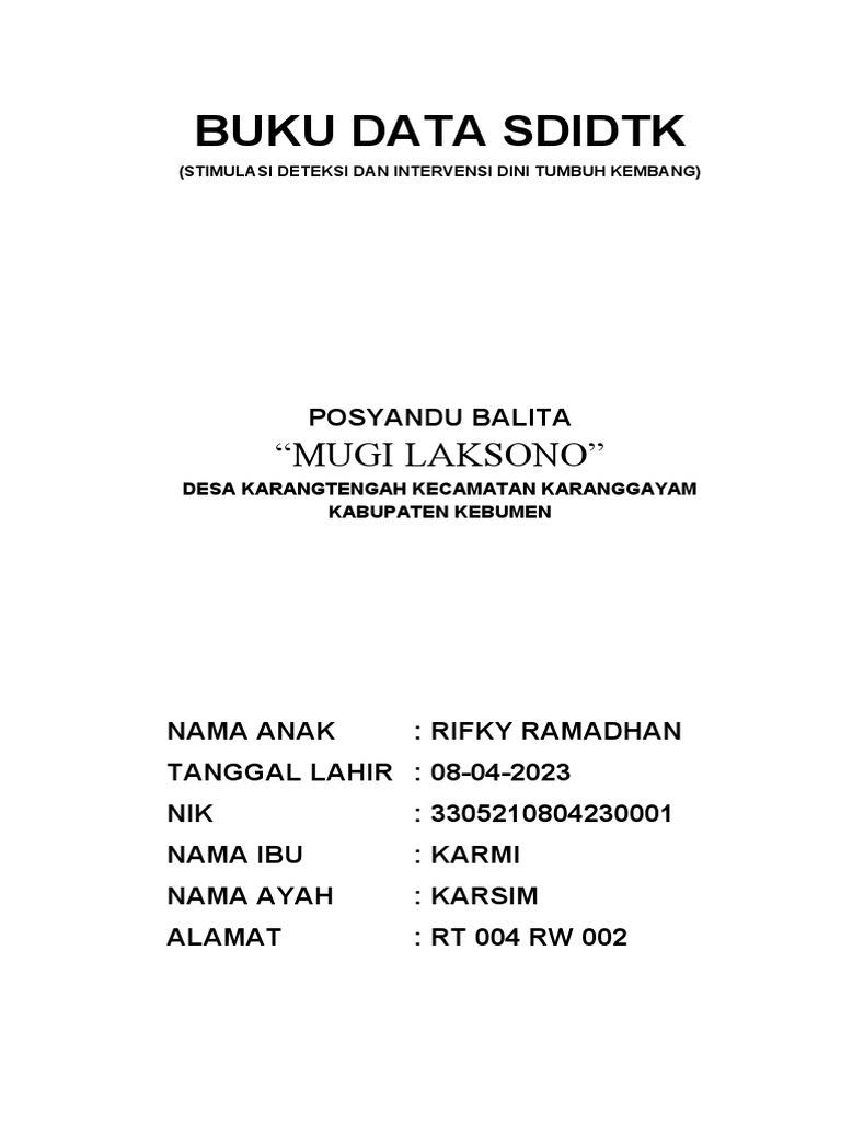 Cover Buku Data Sdidtk | PDF