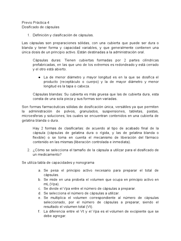 Previo P4-2 | PDF | Tableta (Farmacia) | Ciencias farmacéuticas