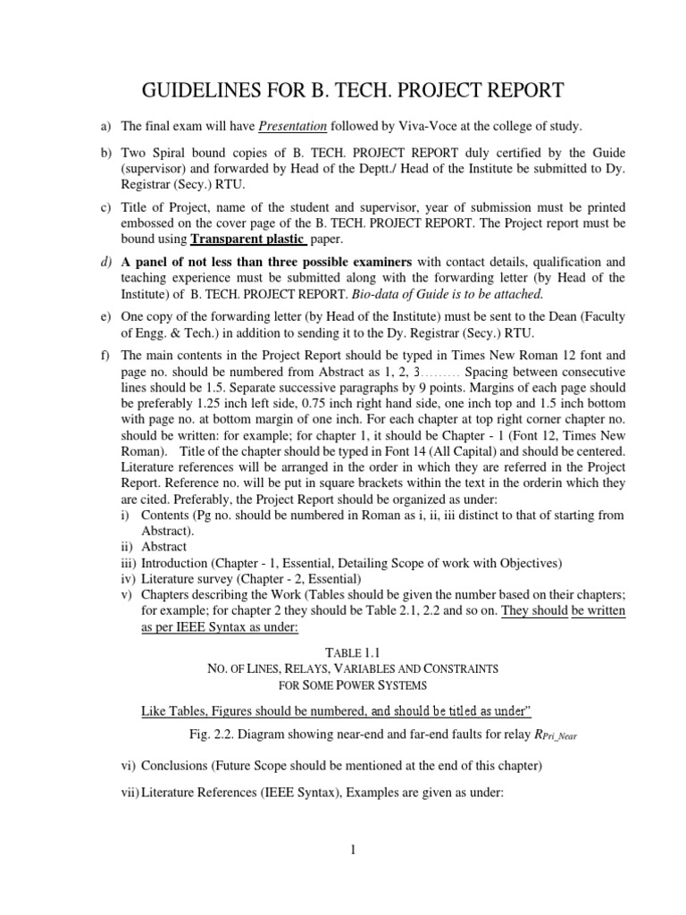 Guidelines-BTech-Project Report | PDF