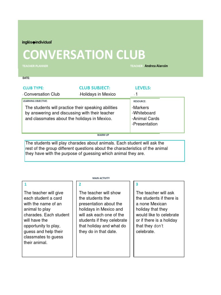 Conversation Club: Mexican Holidays | PDF