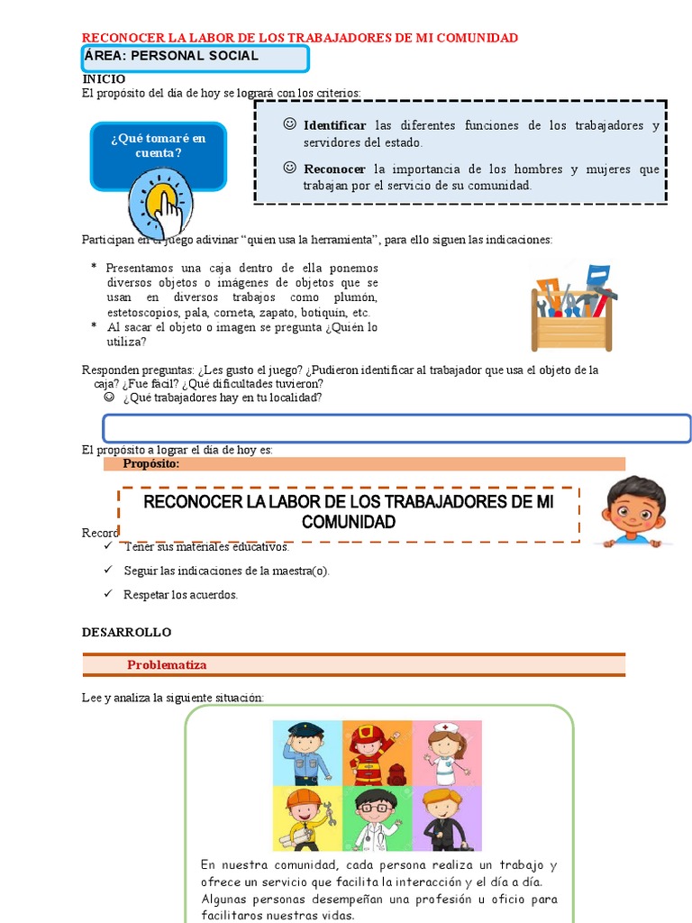 Reconocer La Labor de Los Trabajadores de Mi Comunidad | PDF | Evaluación
