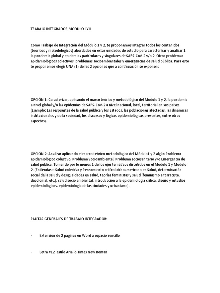 TRABAJO INTEGRADOR MODULO I Y II | PDF