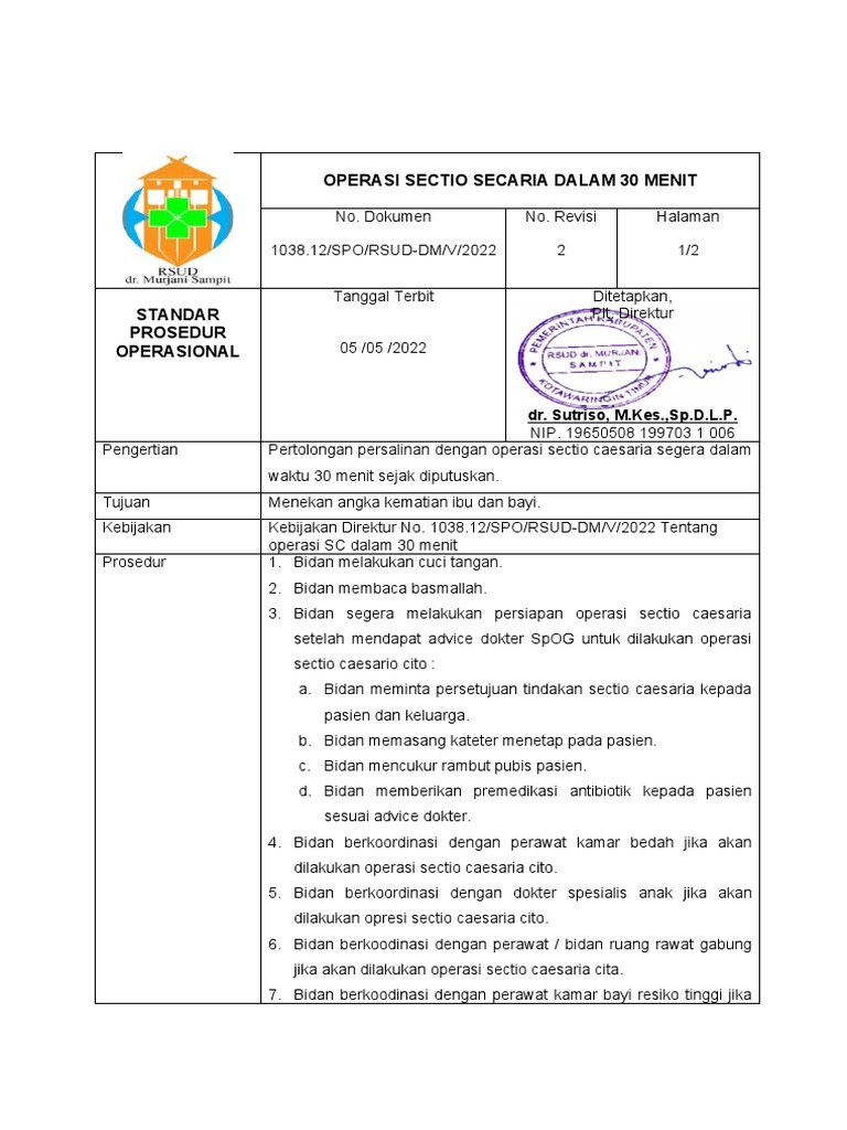 Operasi Sectio Secaria Dalam 30 Menit | PDF | Sains & Matematika