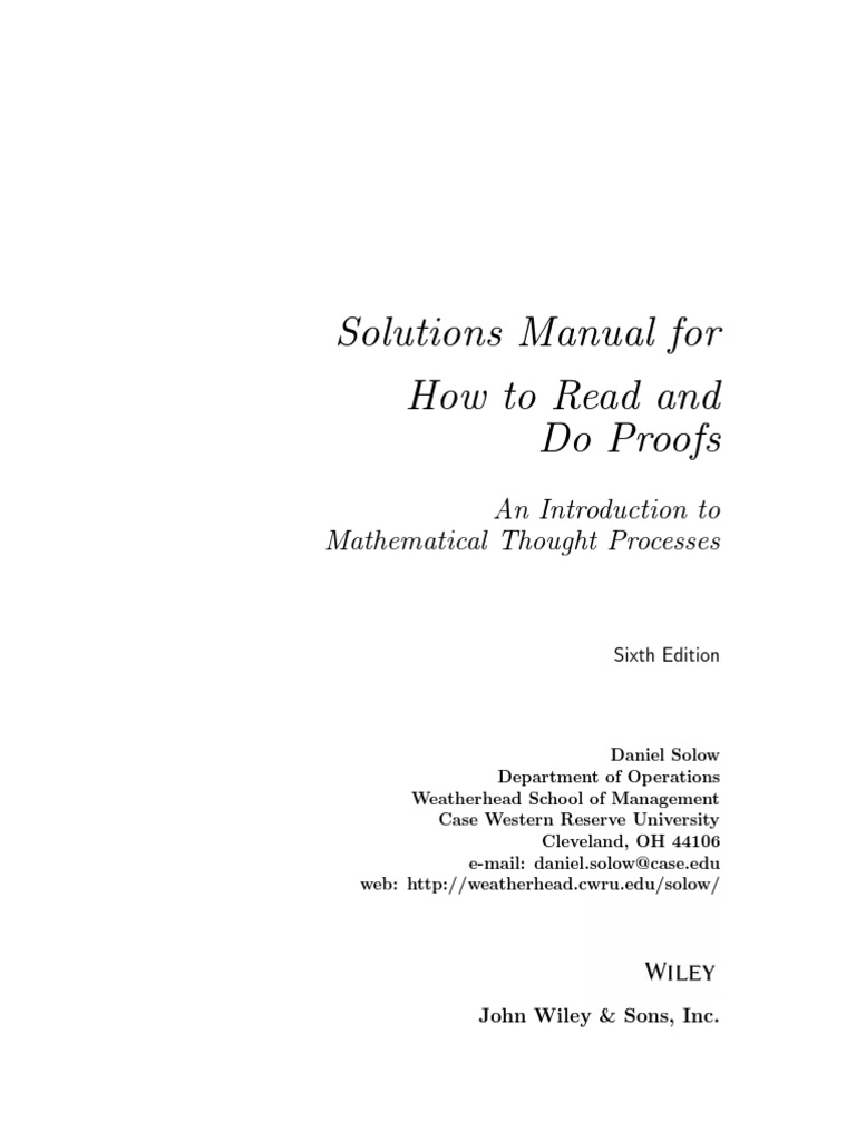 Solutions Manual For How To Read and Do Proofs | PDF | Triangle | Perpendicular