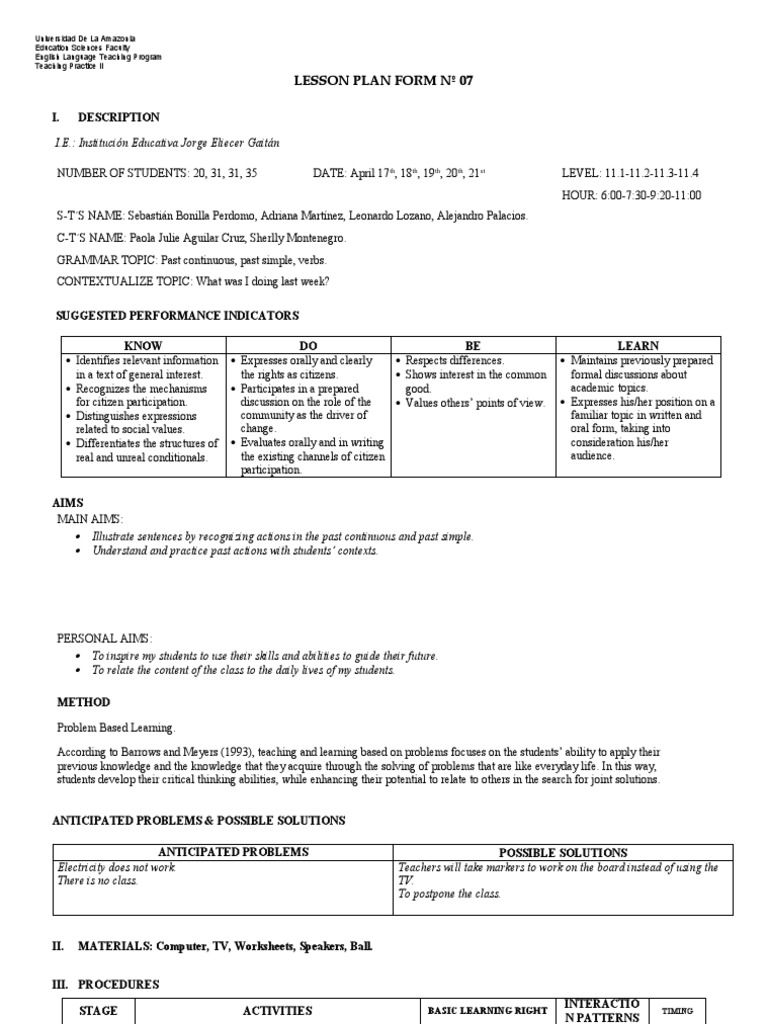 7° Lesson Plan | PDF | Learning | Cognitive Psychology