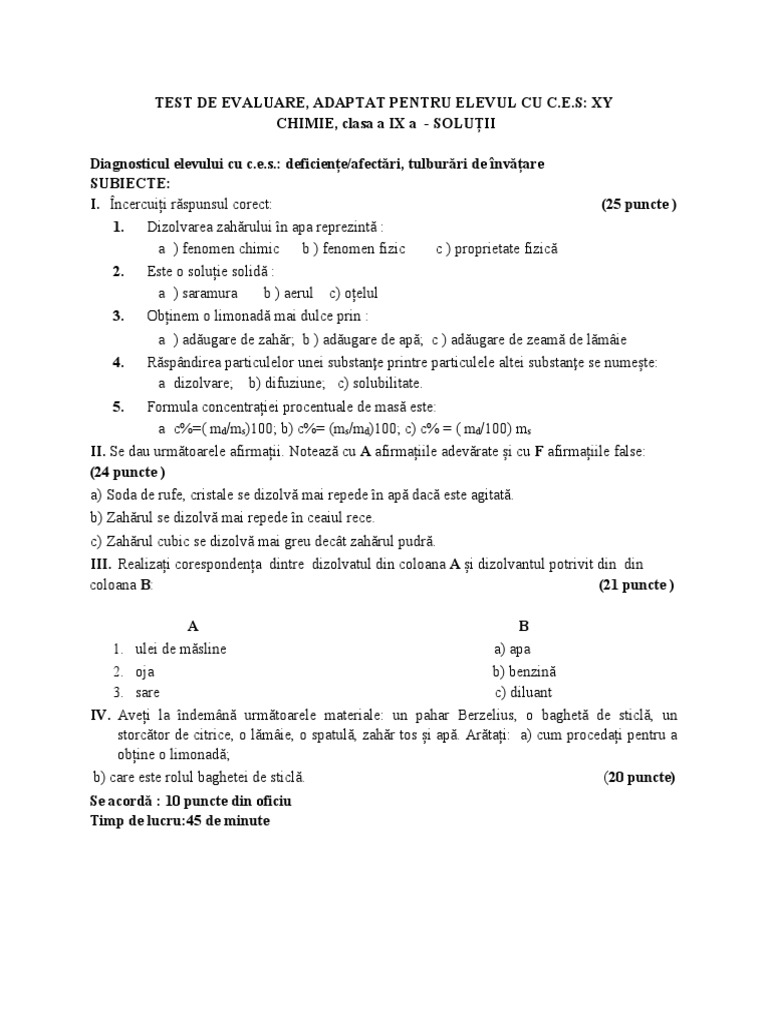 Test Chimie Ces | PDF