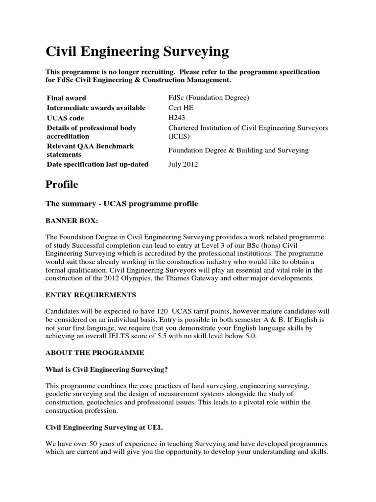 Civil Engineering Surveying | PDF | Engineering | Academic Degree